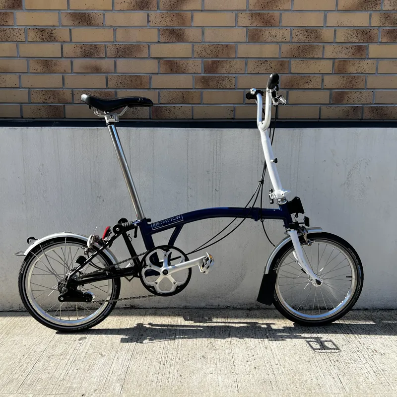 Brompton folding bike m6l blue refurbished used fudges cycles